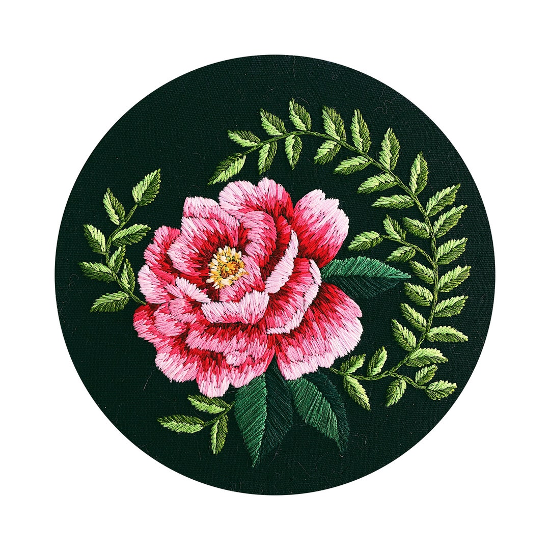 Peony Embroidery Pattern Intermediate Tutorial - Etsy