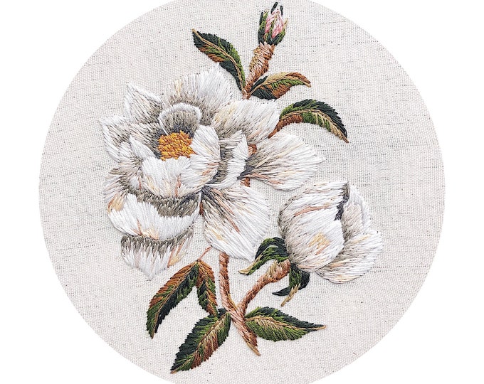 Magnolia Embroidery Tutorial | Intermediate - Etsy