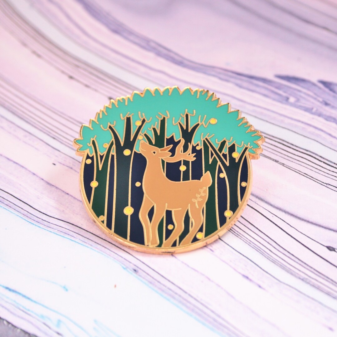 Firefly Forest Enamel Pin: Glow in the Dark Deer Stag Lapel Pin - Etsy UK
