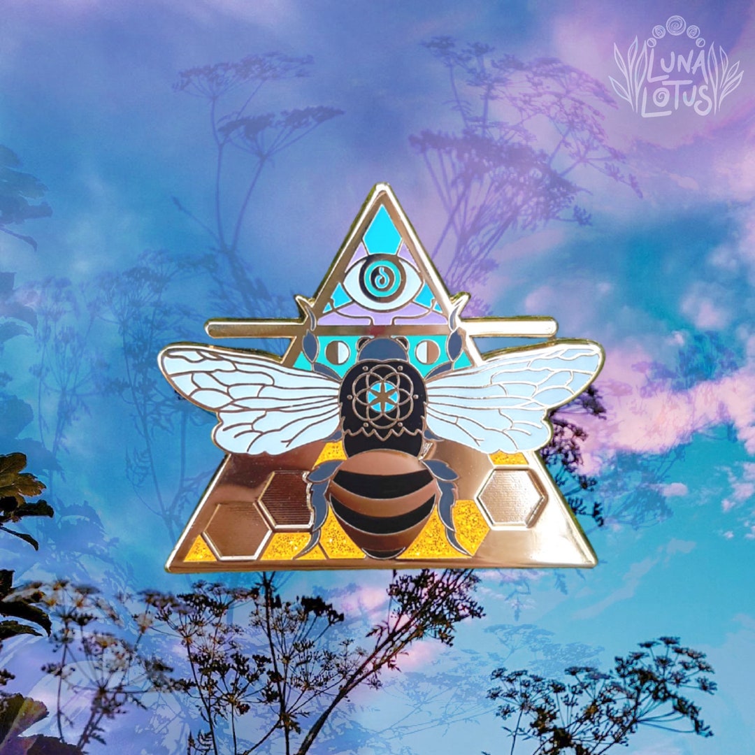 Glow in the Dark Bee Enamel Pin – Third Eye, Sacred Geometry - Etsy