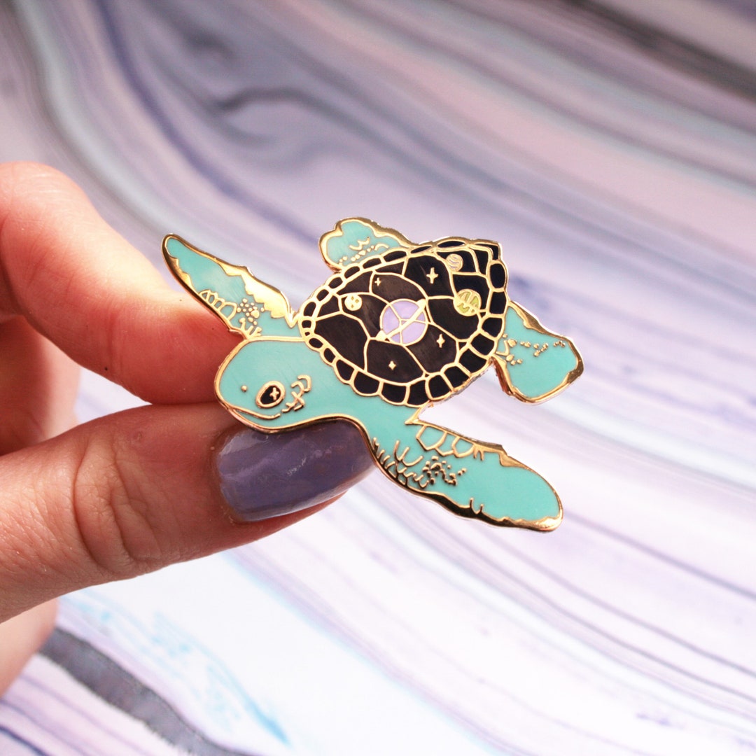 Space Turtle Hard Enamel Pin - Gold Metal Mermaid Lapel Pin - Planets ...