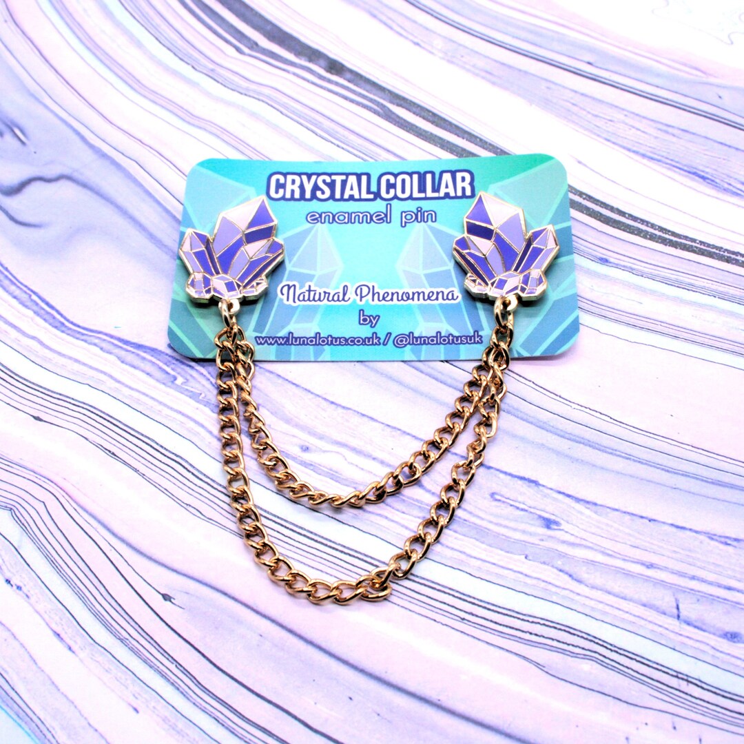Crystal Cluster Hard Enamel Pin - Amethyst Geode Lapel Pin - Mineral ...