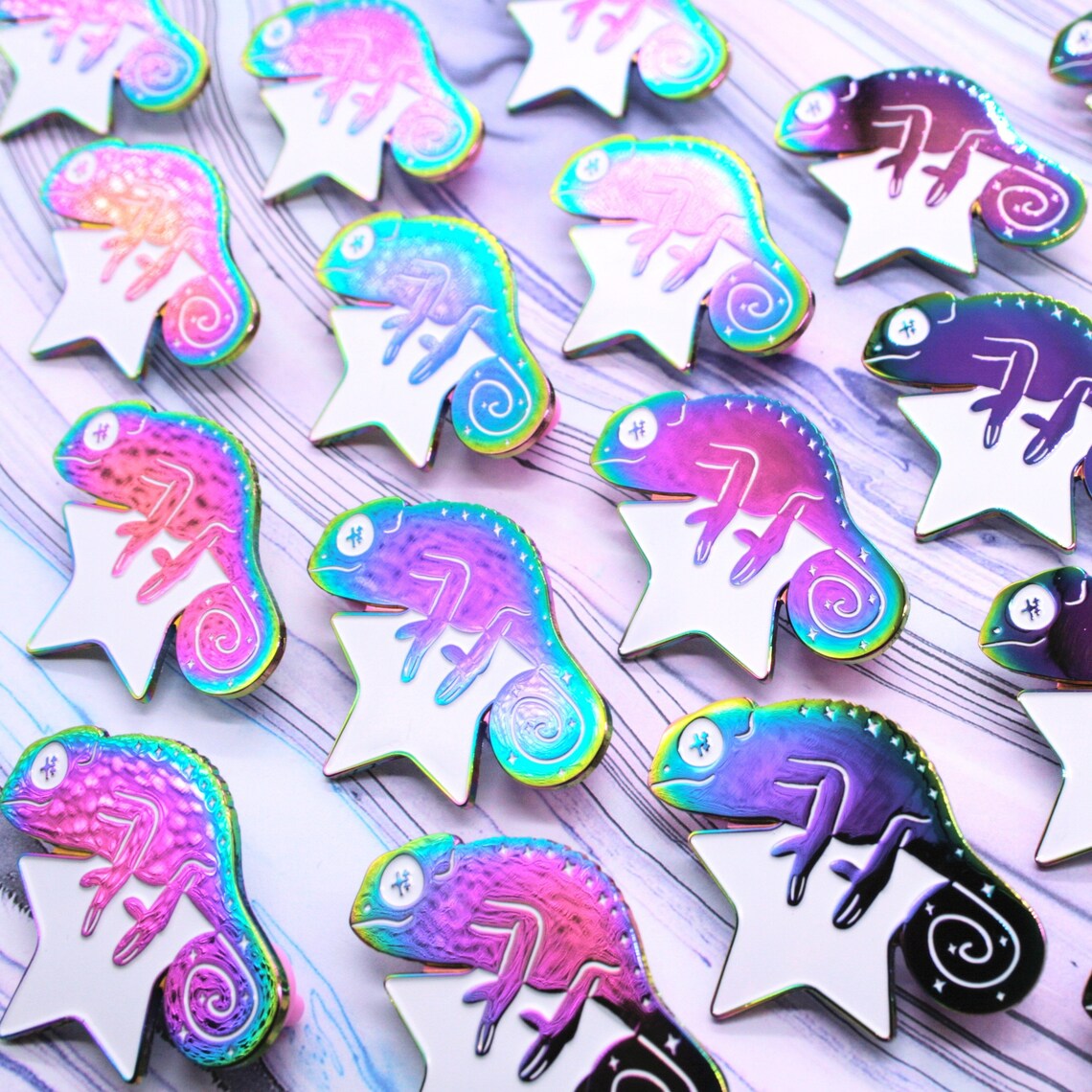 Cosmic Chameleon Soft Enamel Pin Rainbow Metal Lapel Pin | Etsy