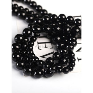4-20mm Natural Genuine Black Agate Beads AAAAA Grade Smooth Gemstone ...