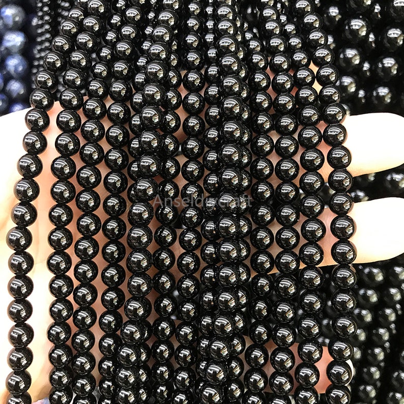 4-18mm Natural Genuine Black Agate Beads AAAAA Grade Smooth | Etsy
