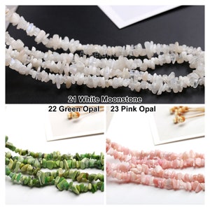 30 Natural Gemstone Chip Beads Multi Materials 3-5mm 5-8mm 8-12mm ...
