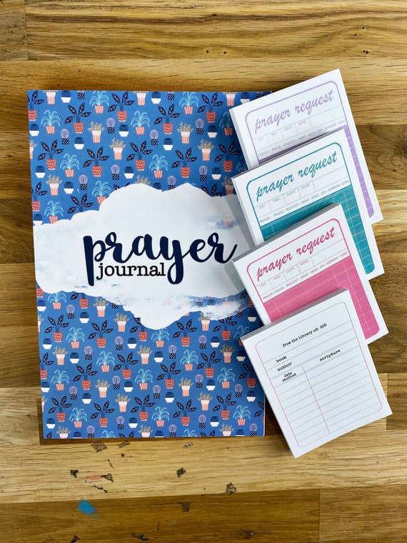 Prayer Journal & Sticky Notes Bundle Pack Blue Potted Plants - Etsy