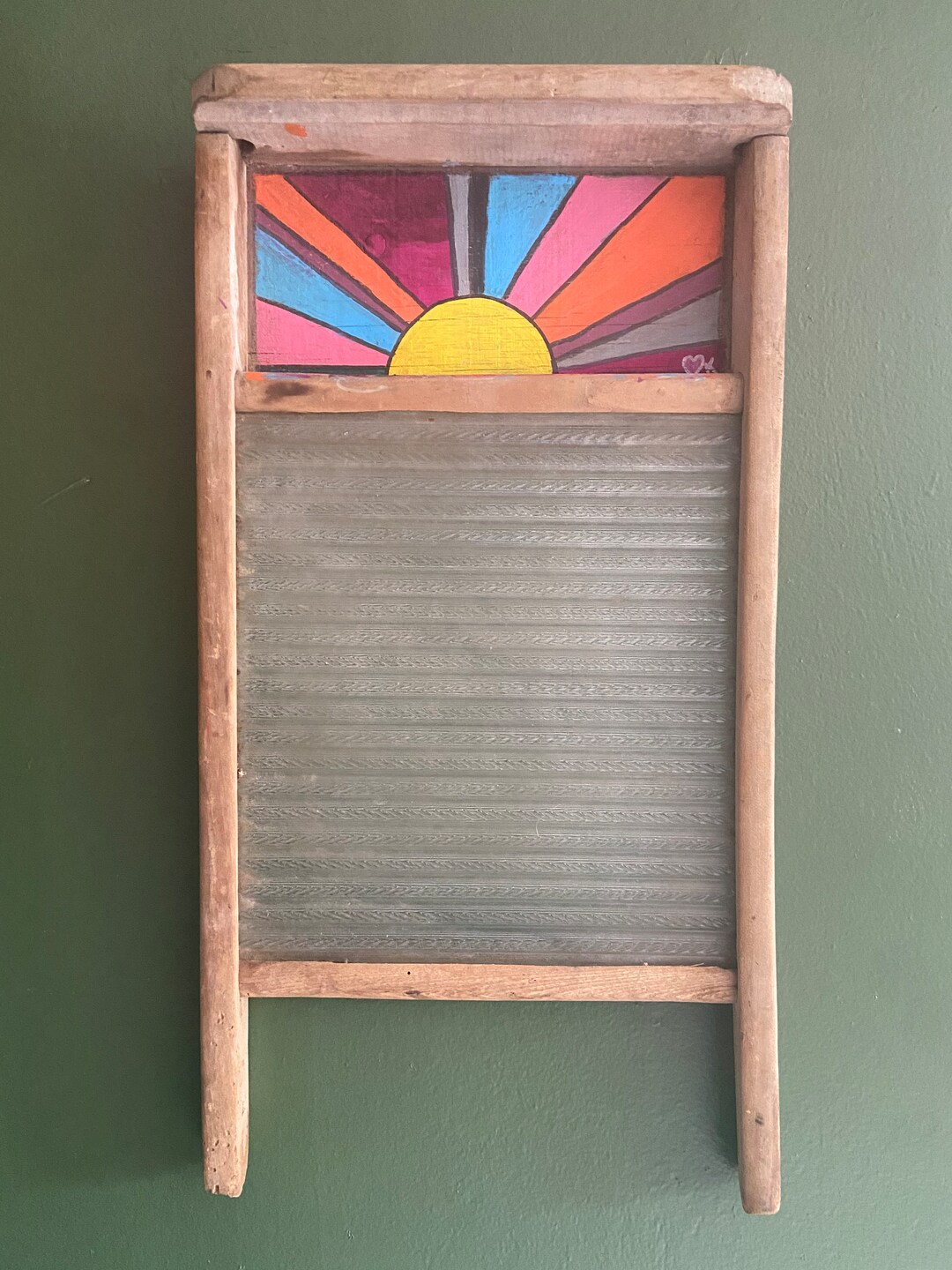 Vintage Hand Painted, Artist Signed, Washboard, Kitchen Deco, Laundry ...