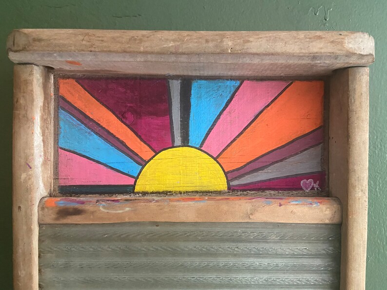 Vintage Hand Painted, Artist Signed, Washboard, Kitchen Deco, Laundry ...