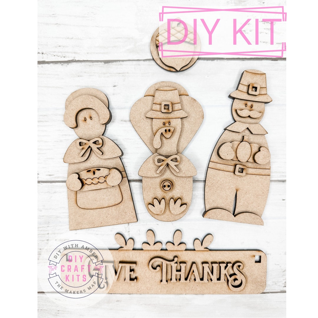 Give Thanks Turkey and Pilgrims Insert DIY Craft KIT Interchangeable ...