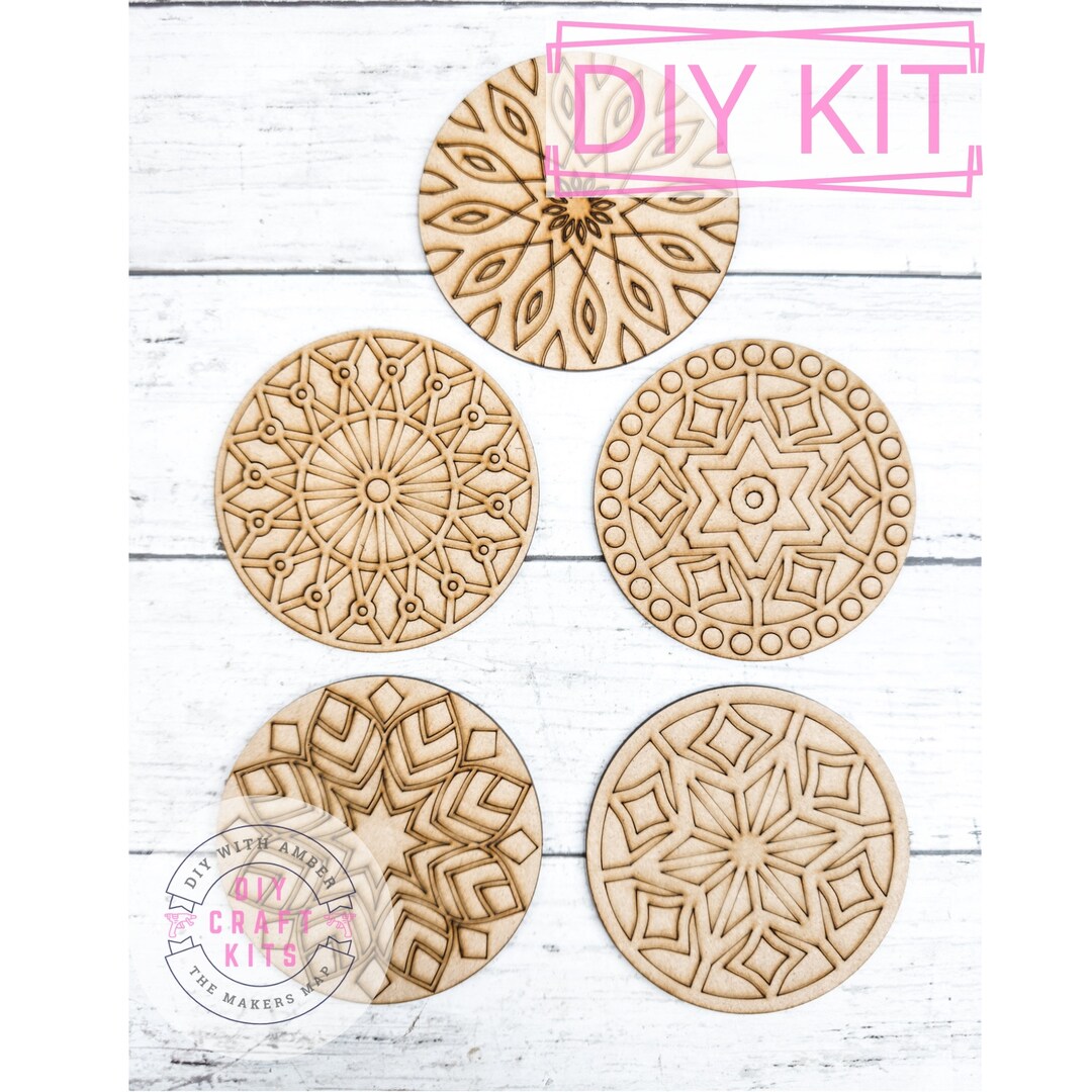 Mini Mandala Coloring Board Rounds 5 Pack Style A | Round Ornament ...