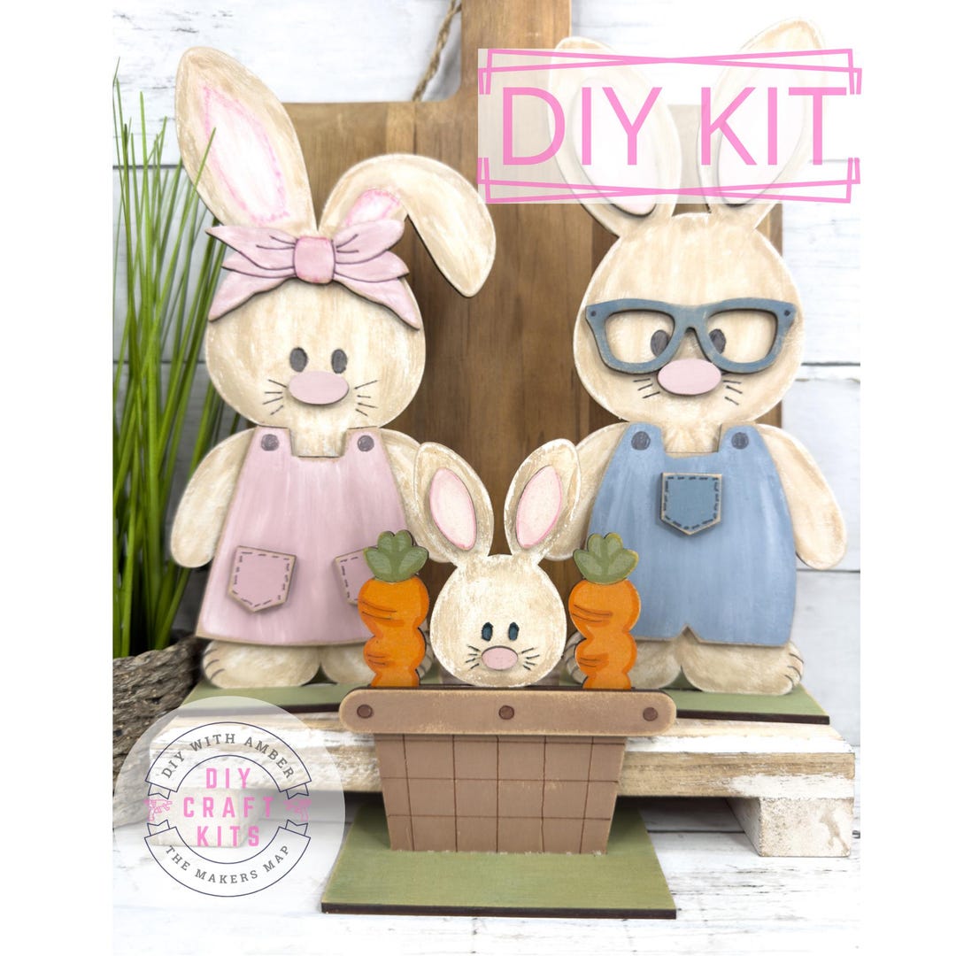 Bunny Kids Trio DIY Kit | Spring Bunny Family | Easter Decor | Wood ...