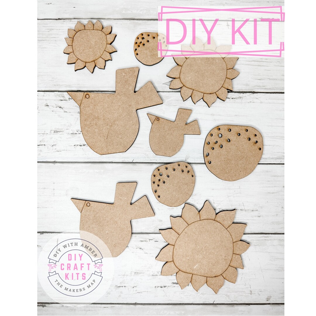 Birds and Sunflower Cutouts DIY Craft Kit | Fall Craft Supplies | Fall ...