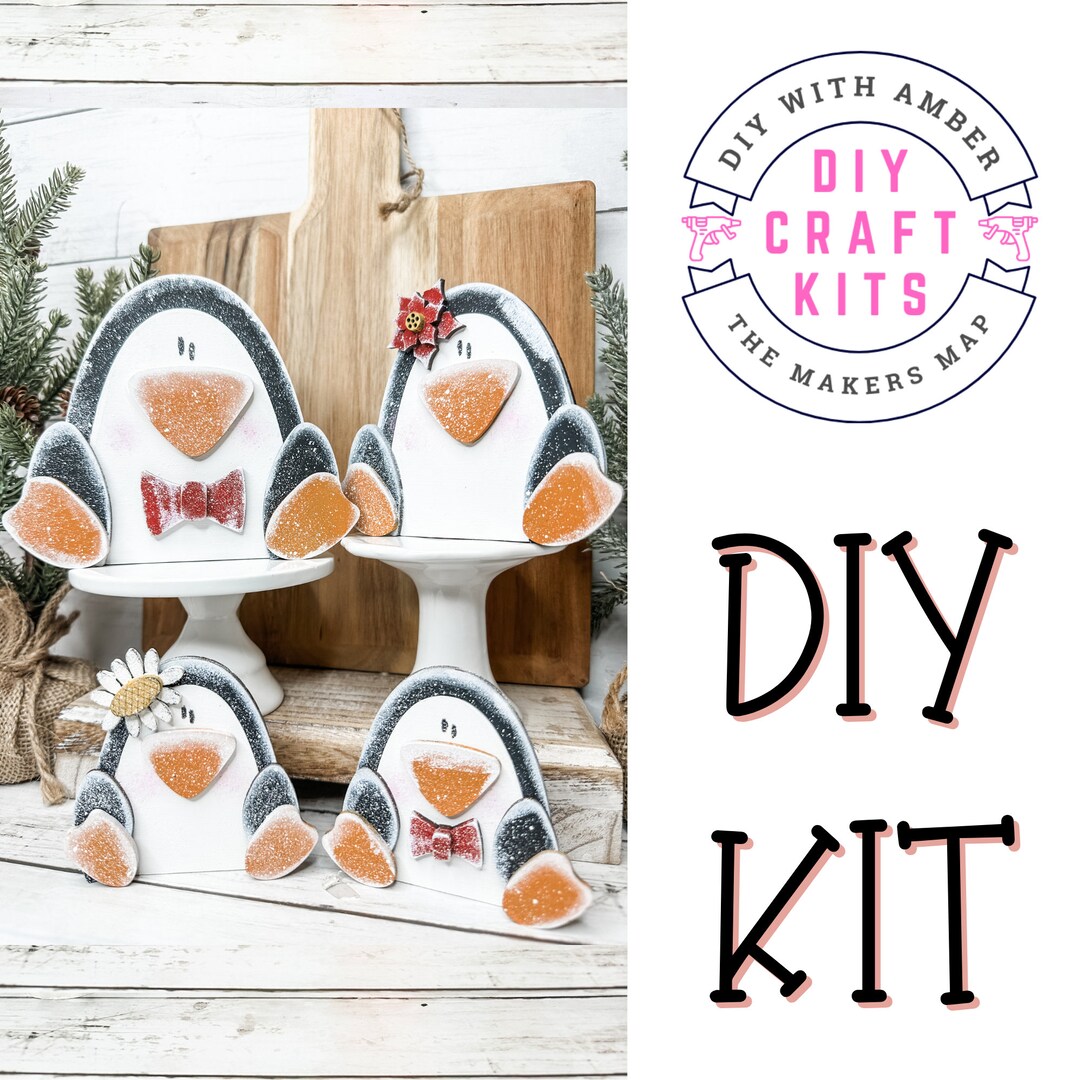 Penguin Family Shelf Sitters Crafting DIY Kit | Unfinished Wood Blanks ...