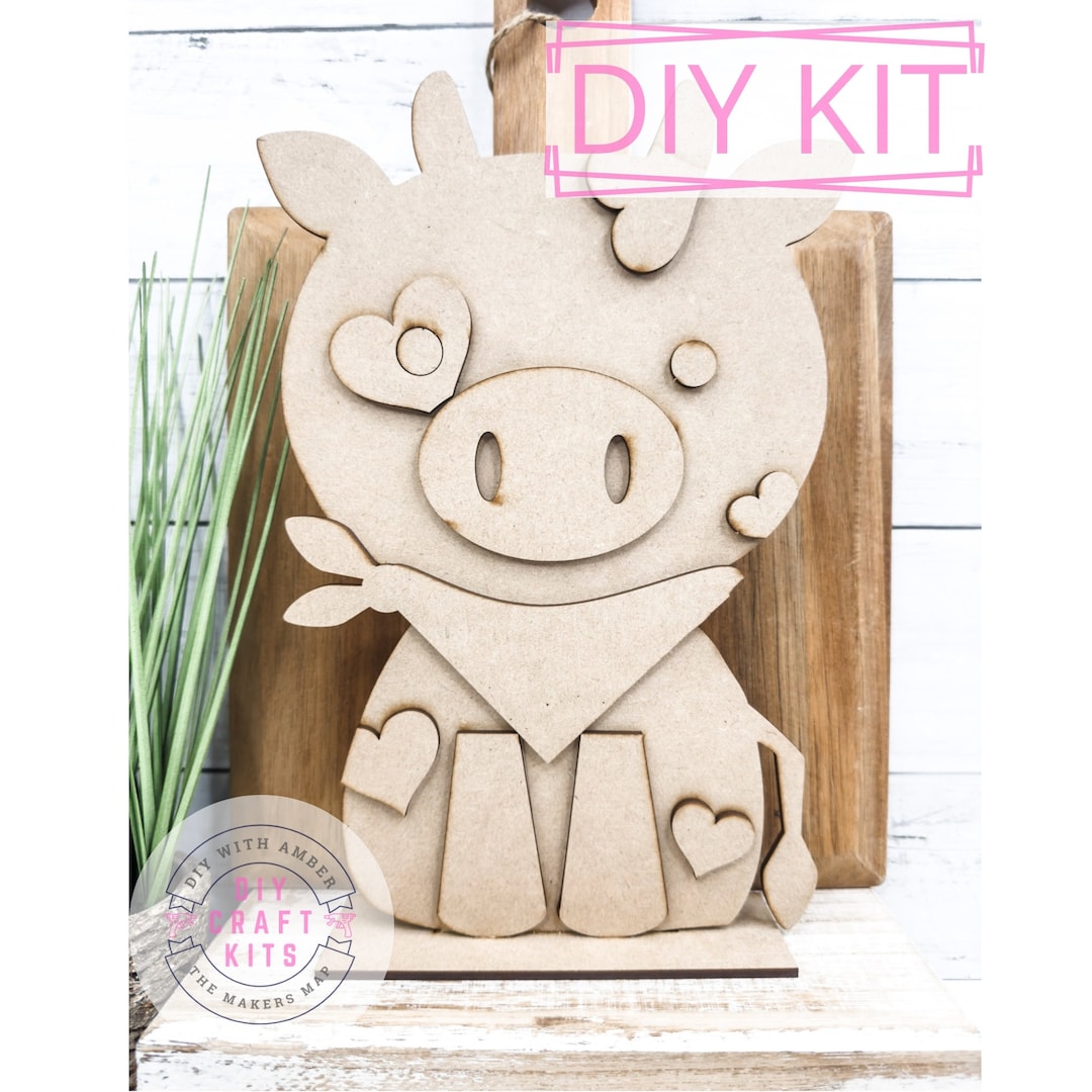 Standing Cute Whimsy Cow DIY Kit | Adult Crafting | Cow Nursery Decor ...