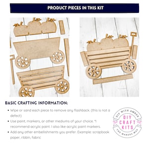 3D Pumpkin Wagon DIY Craft Kit | Wood Wagon | Wooden Fall Decor | Fall ...