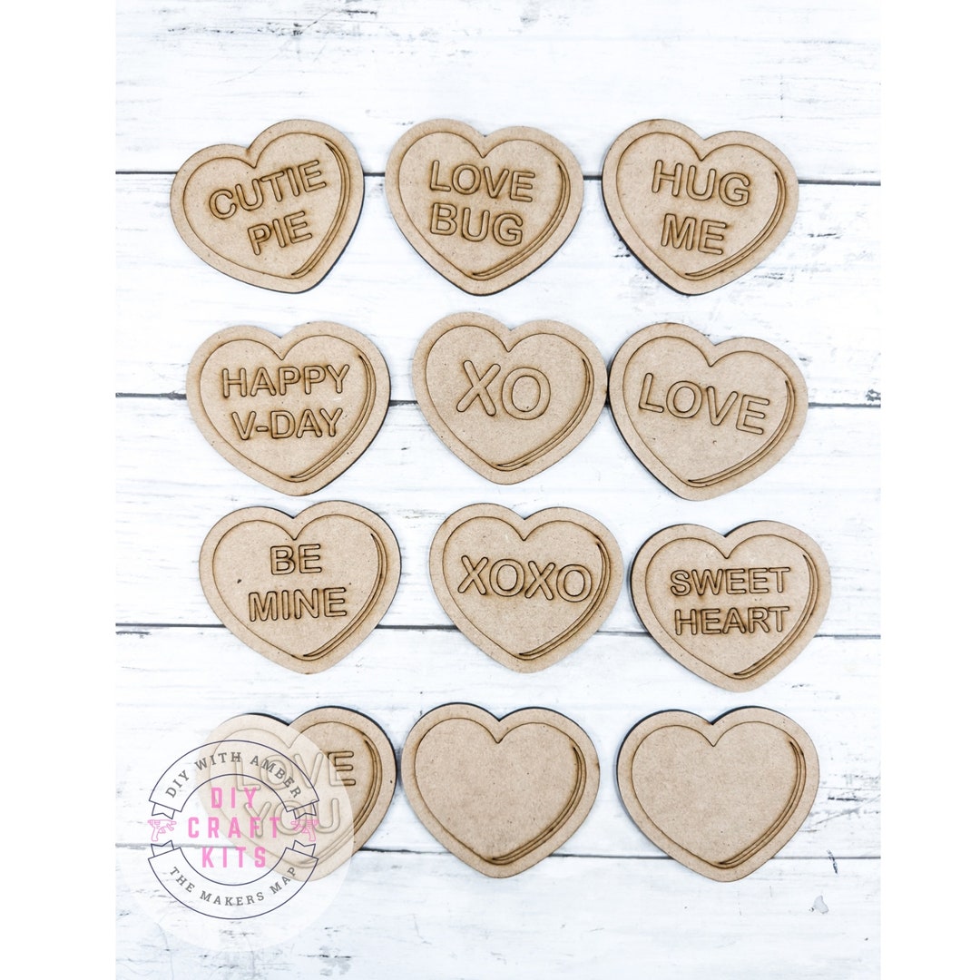 12 Conversation Hearts Cut Outs DIY Kit | Valentine's Day Variety ...