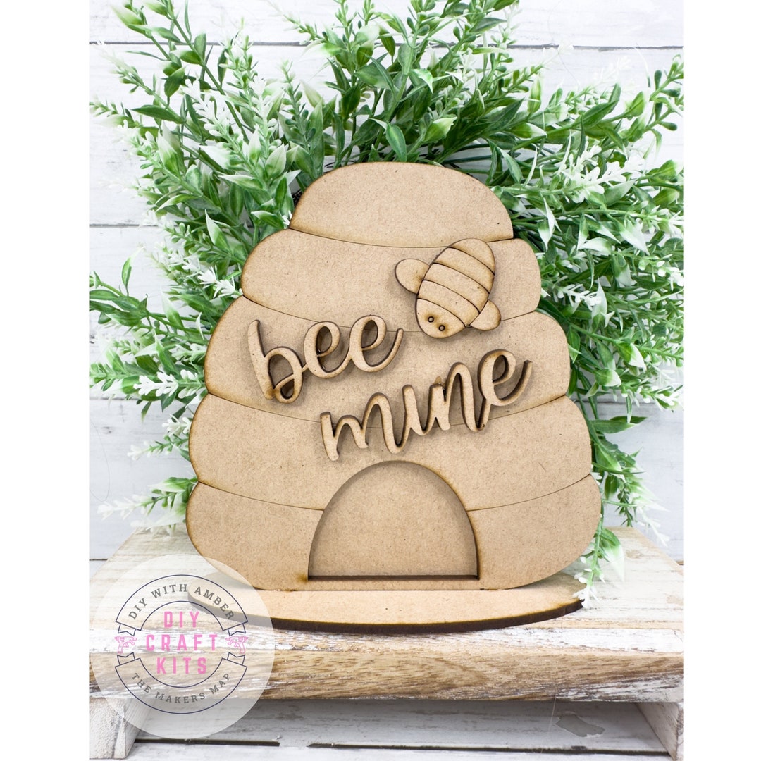 Valentine Bee Mine Hive Sitter DIY Kit | Bee Hive Shelf Sitter Craft ...