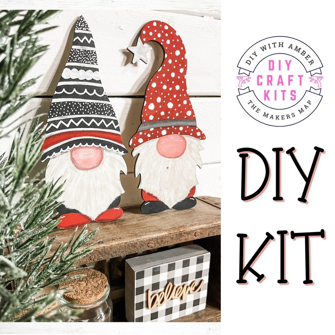 Blank Pair of Gnome Cut Outs DIY Kit Unfinished Wood Craft Blanks Paint ...