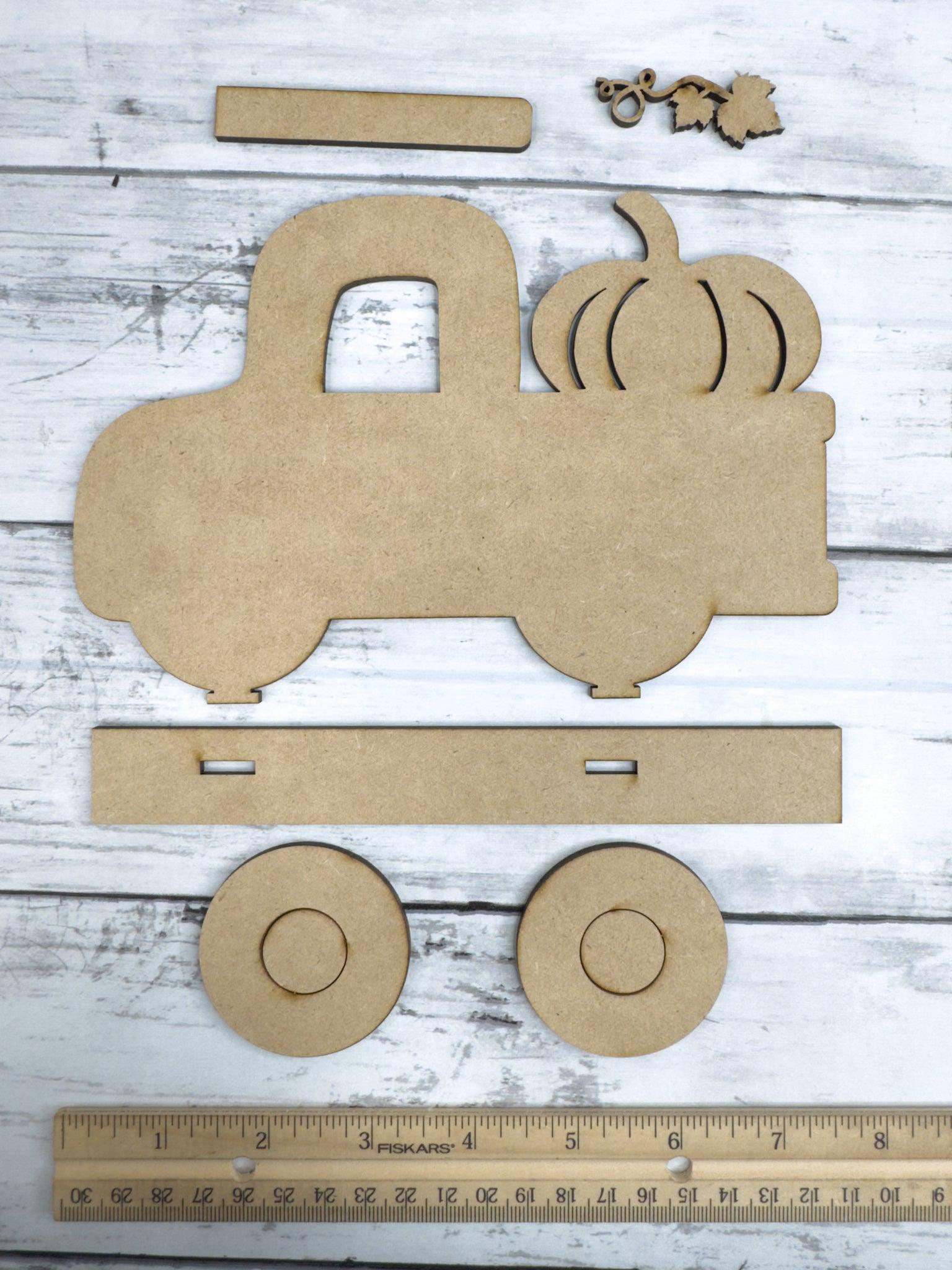 Little Fall Truck DIY Craft Kit | Farmhouse Autumn Wood Blank Shelf ...