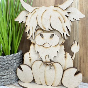 Fall Highland Cow DIY Craft Kit | Cow and Pumpkin Farmhouse Rustic ...