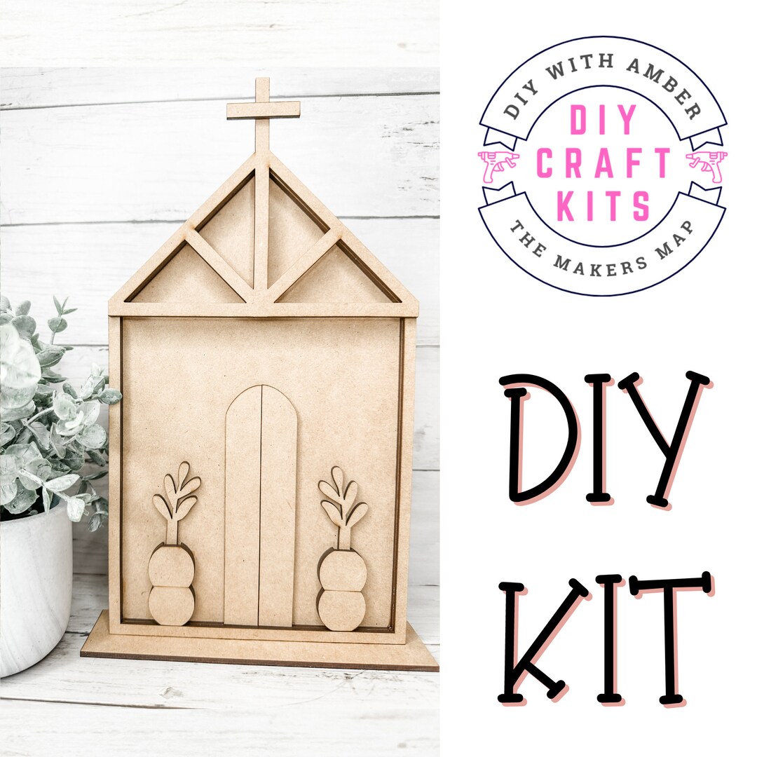 Gable Church Shelf Sitter Crafting DIY Kit | Unfinished Wood Craft ...