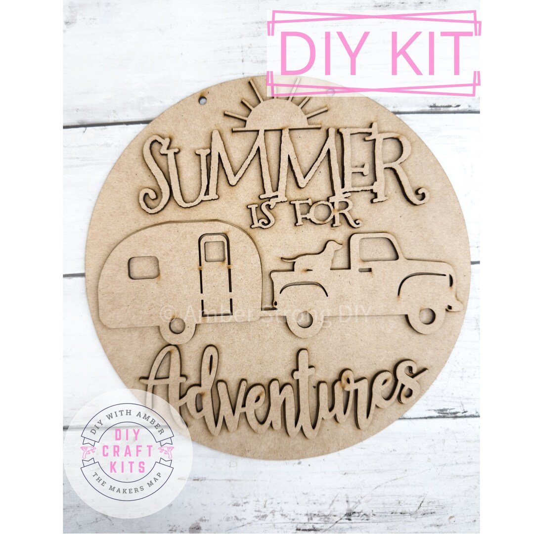 9 in Round Summer Adventures Sign DIY Kit | Summer Vacation | Camper ...