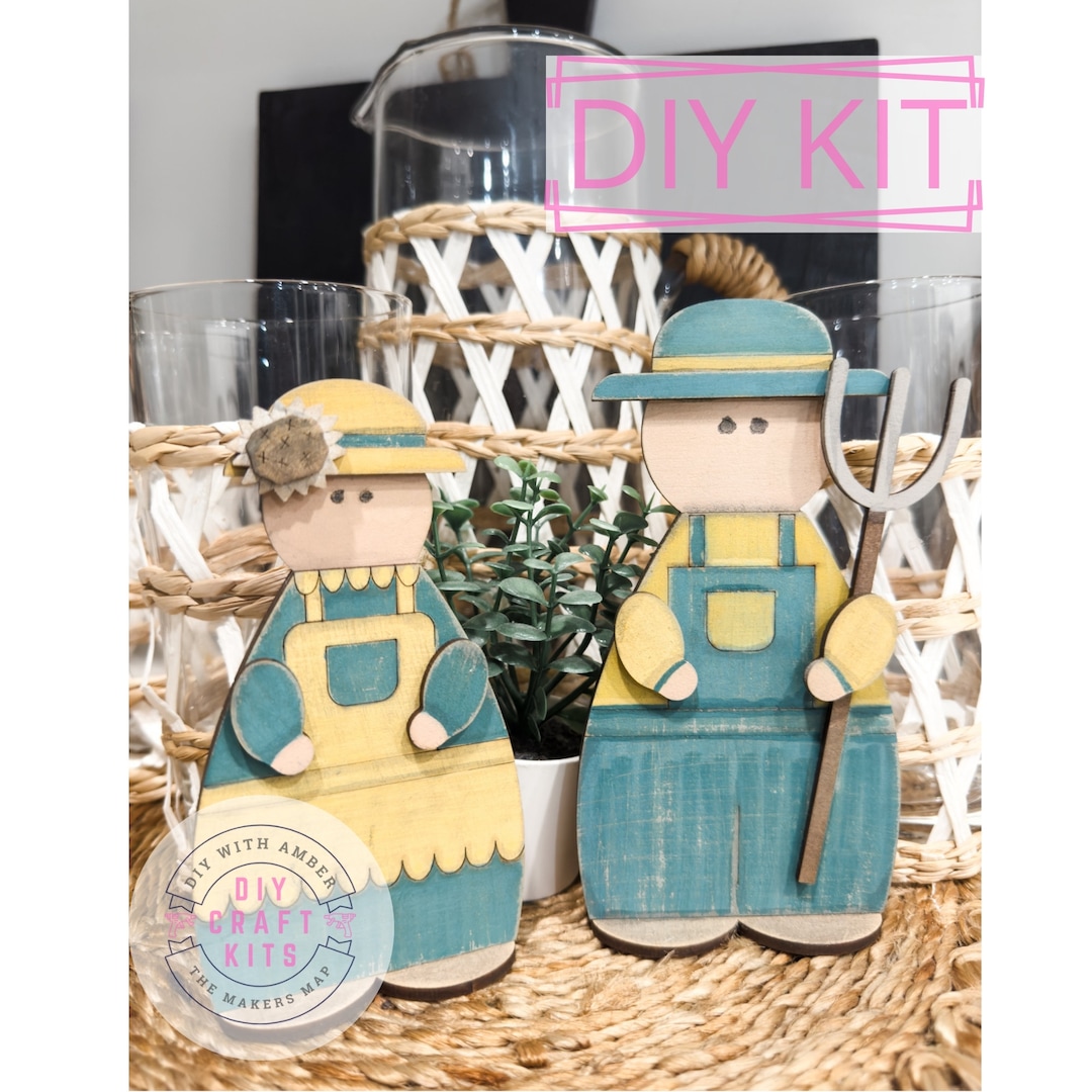 Little Farmer Couple DIY Craft Kit | Farmhouse Shelf Sitter Decor ...
