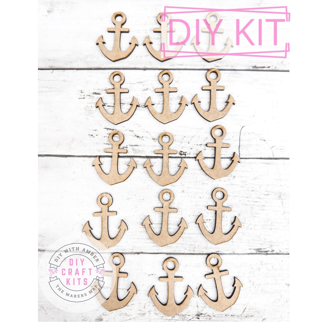 Mini Anchors Wood Shapes Set | Wood Cutout | Summer Decor | Mini Anchor ...