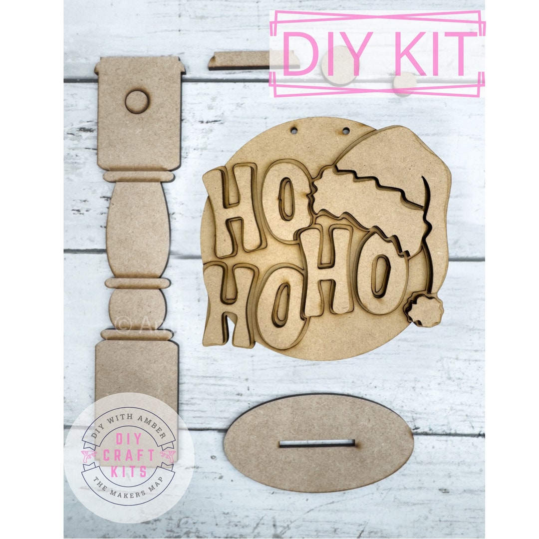 Ho Ho Ho Christmas Sign and Stand DIY Craft Kit | Holiday Wreath ...