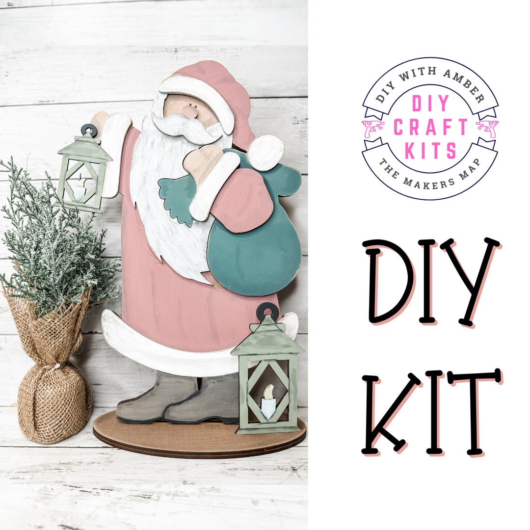 Woodland Santa Crafting DIY Kit | Unfinished Wood Craft Blanks | Paint ...