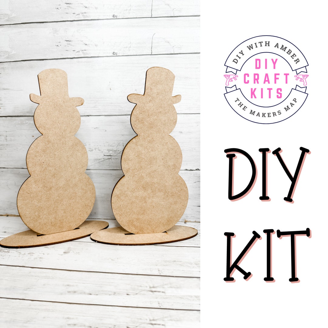 Blank Pair of Snowman Cut Outs With Stands DIY Kit | Unfinished Wood ...