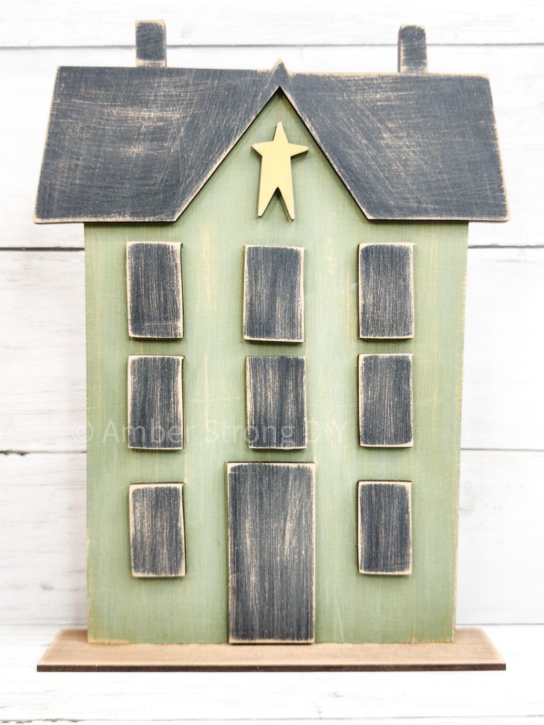 8 Window Saltbox House Shelf Sitter DIY Kit | Primitive House ...