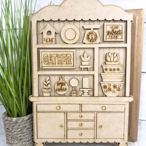 Mini Fancy Farmhouse Kitchen Hutch DIY Craft Kit | Decorative Wooden ...