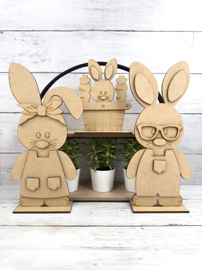 Bunny Kids Trio DIY Kit | Spring Bunny Family | Easter Decor | Wood ...