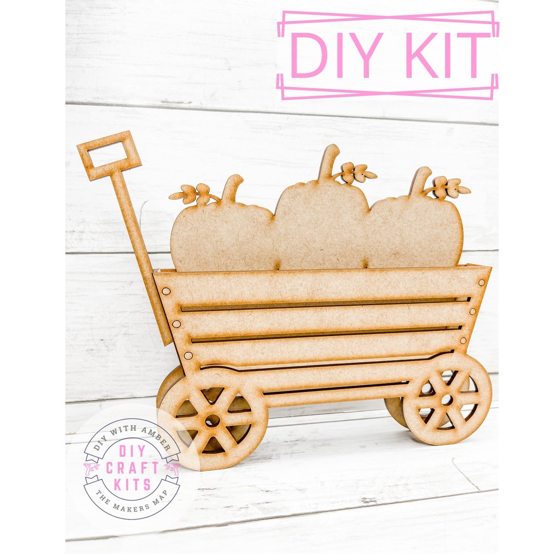 3D Pumpkin Wagon DIY Craft Kit | Wood Wagon | Wooden Fall Decor | Fall ...