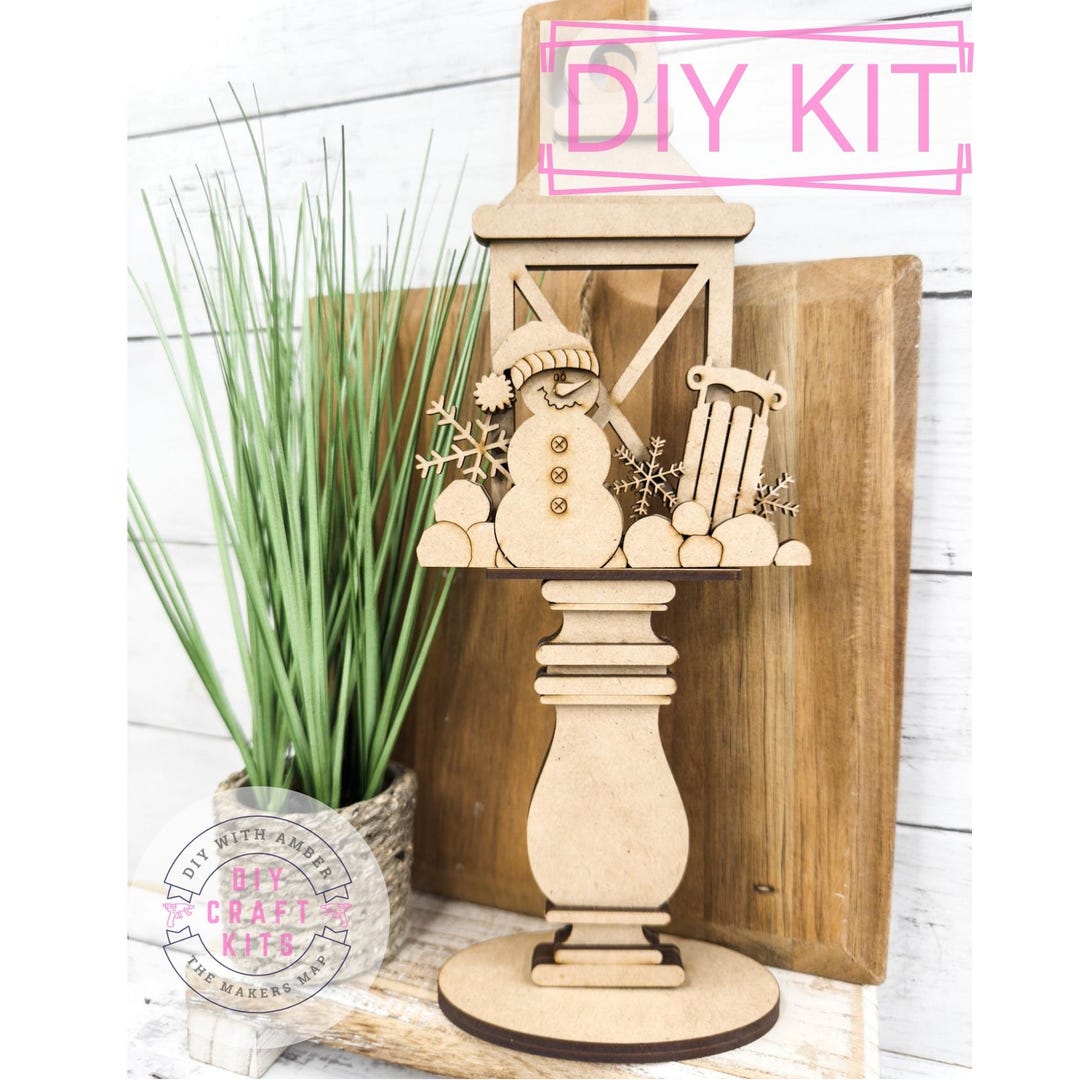 Snowman Lantern Add on Insert DIY Craft Kit | Wooden Snowman | Winter ...