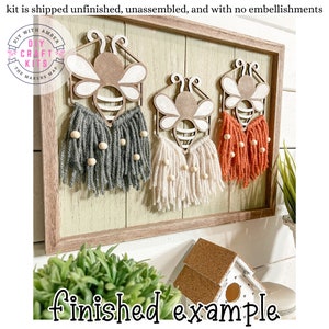 Spring Macrame Bumblebee Trio DIY Kit | Decorative Macrame Craft | Wood ...