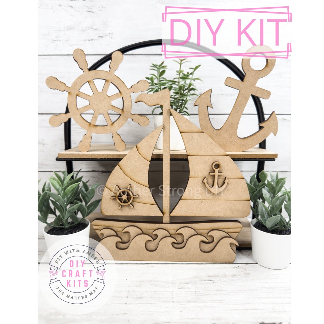 Sailboat Anchor and Captains Wheel DIY Kit | Nautical Decor | Coastal ...