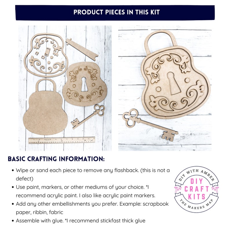 Antique Padlock and Key Sign DIY Kit | Vintage Home Decor Craft ...