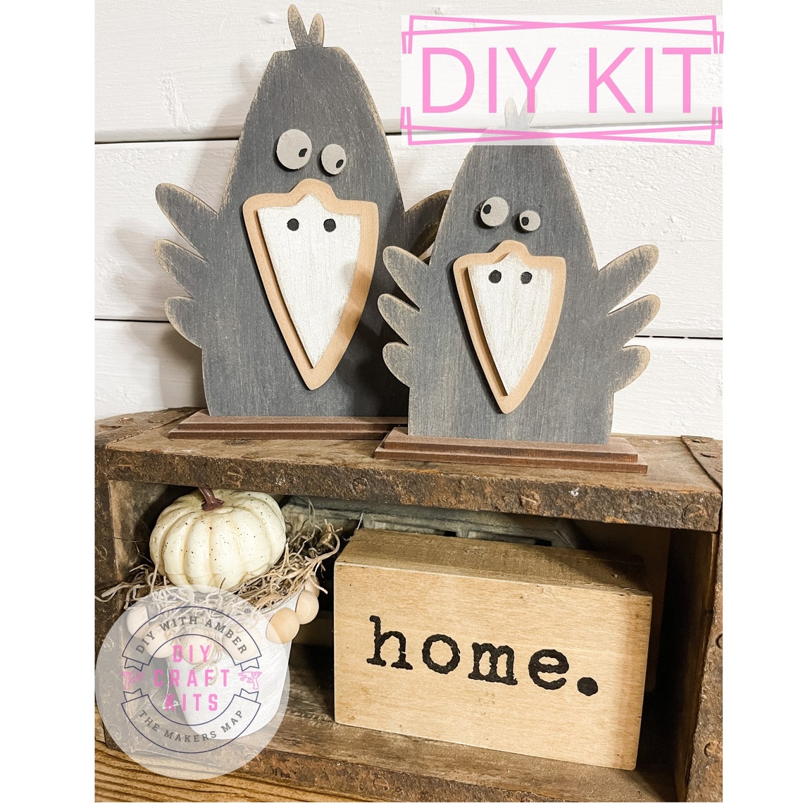 Crows Set of 2 DIY Craft Kit | Wooden Halloween Decor | Spooky Season ...