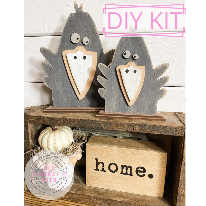 Crows Set of 2 DIY Craft Kit | Wooden Halloween Decor | Spooky Season ...