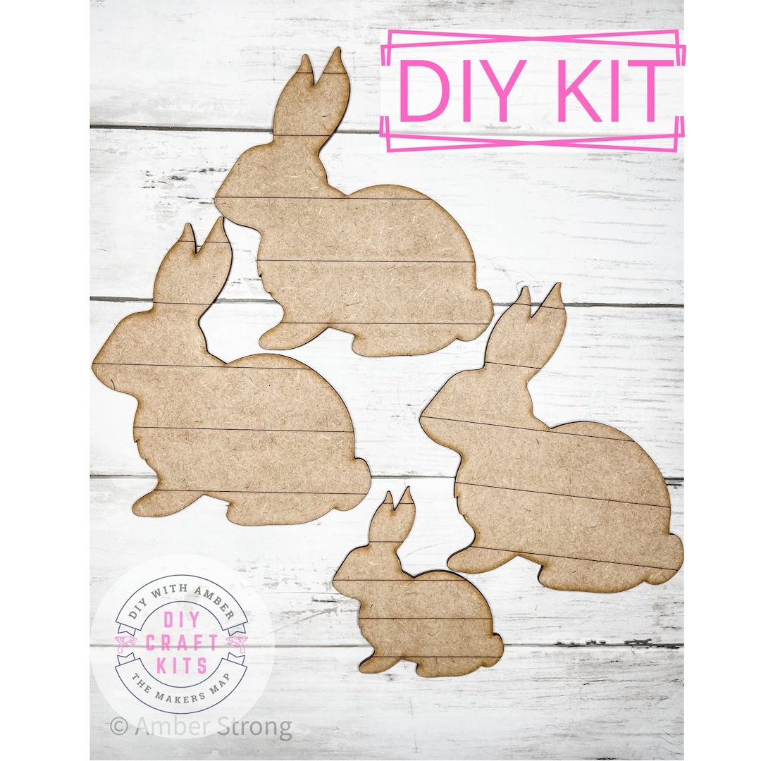 Shiplap Bunny Shape Cut Outs Style 1 DIY Kit | Bunny Shape Craft ...