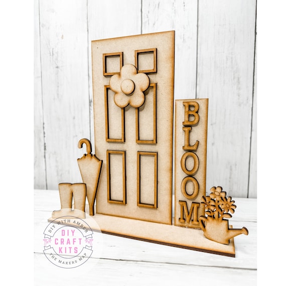 Spring Mini Door Porch DIY Kit Unfinished Blank Wood Spring Shelf Sitter 3D Craft Kit Customize Home Decor Kit Paint Your Own DIY Etsy