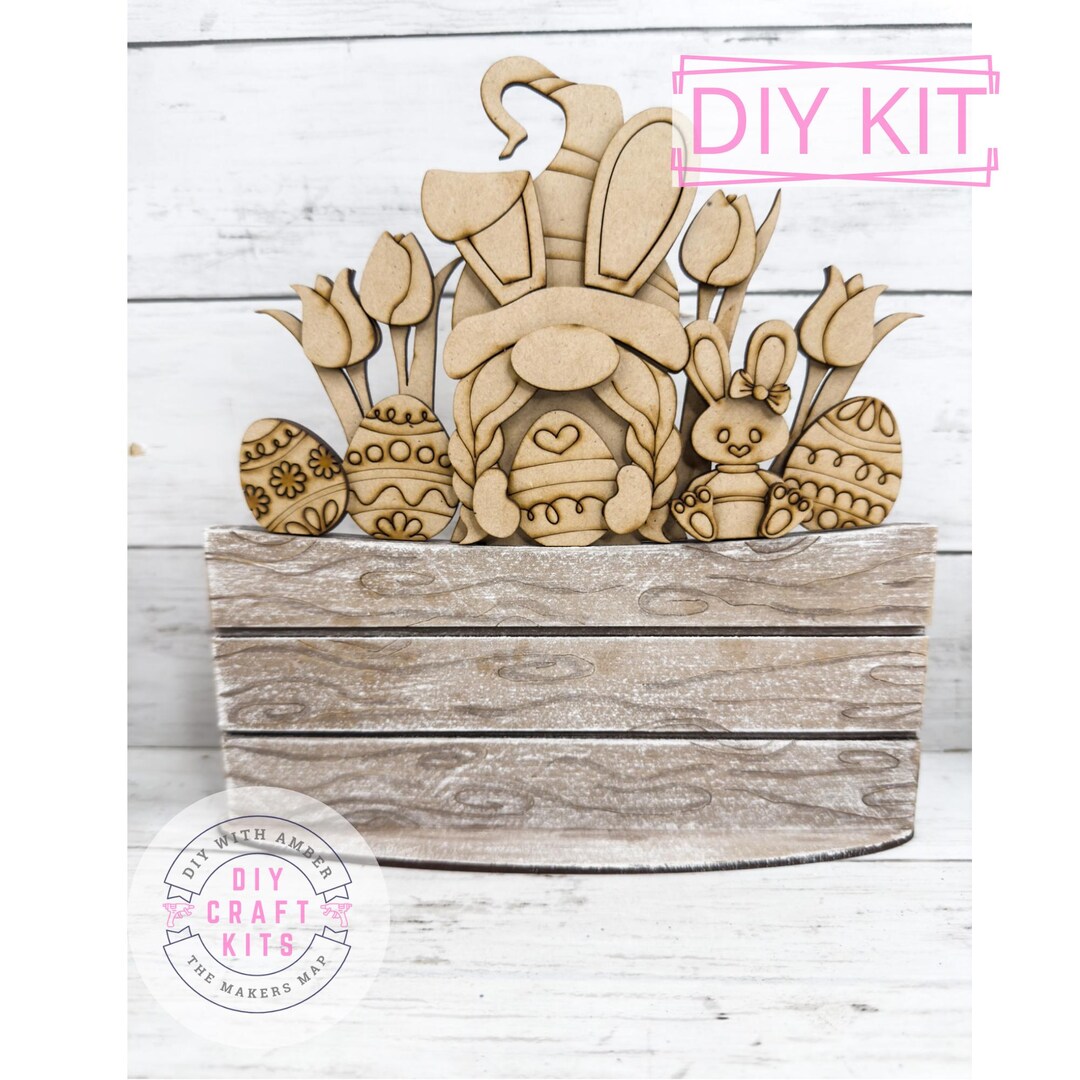 Easter Bunny Gnome and Eggs Slot Insert for Interchangeable Bases DIY Craft Kit | Kids Easter ...