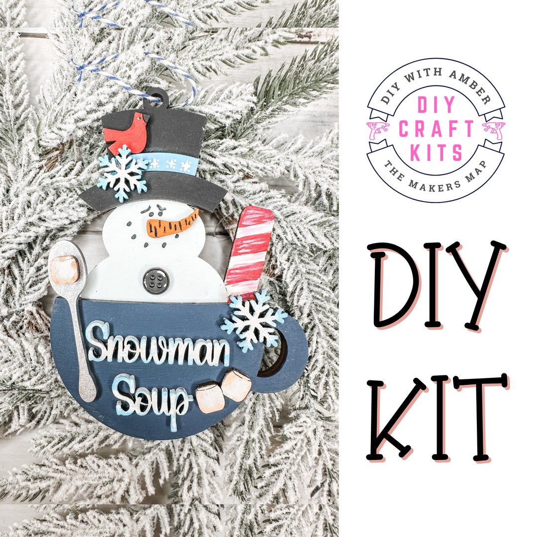 Snowman Soup Ornament DIY Craft Kit Unfinished Wood Blank | Single DIY ...