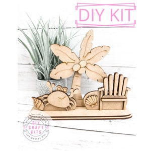 Palm Tree and Crab Beach Scene Shelf Sitter DIY Kit | Tropical Scene ...