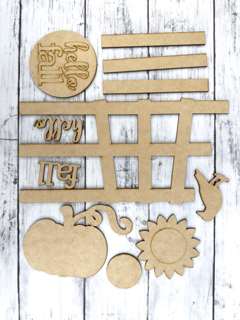 Hello Fall Fence Leaner Sign DIY Craft Kit | Fall Tabletop Sign ...