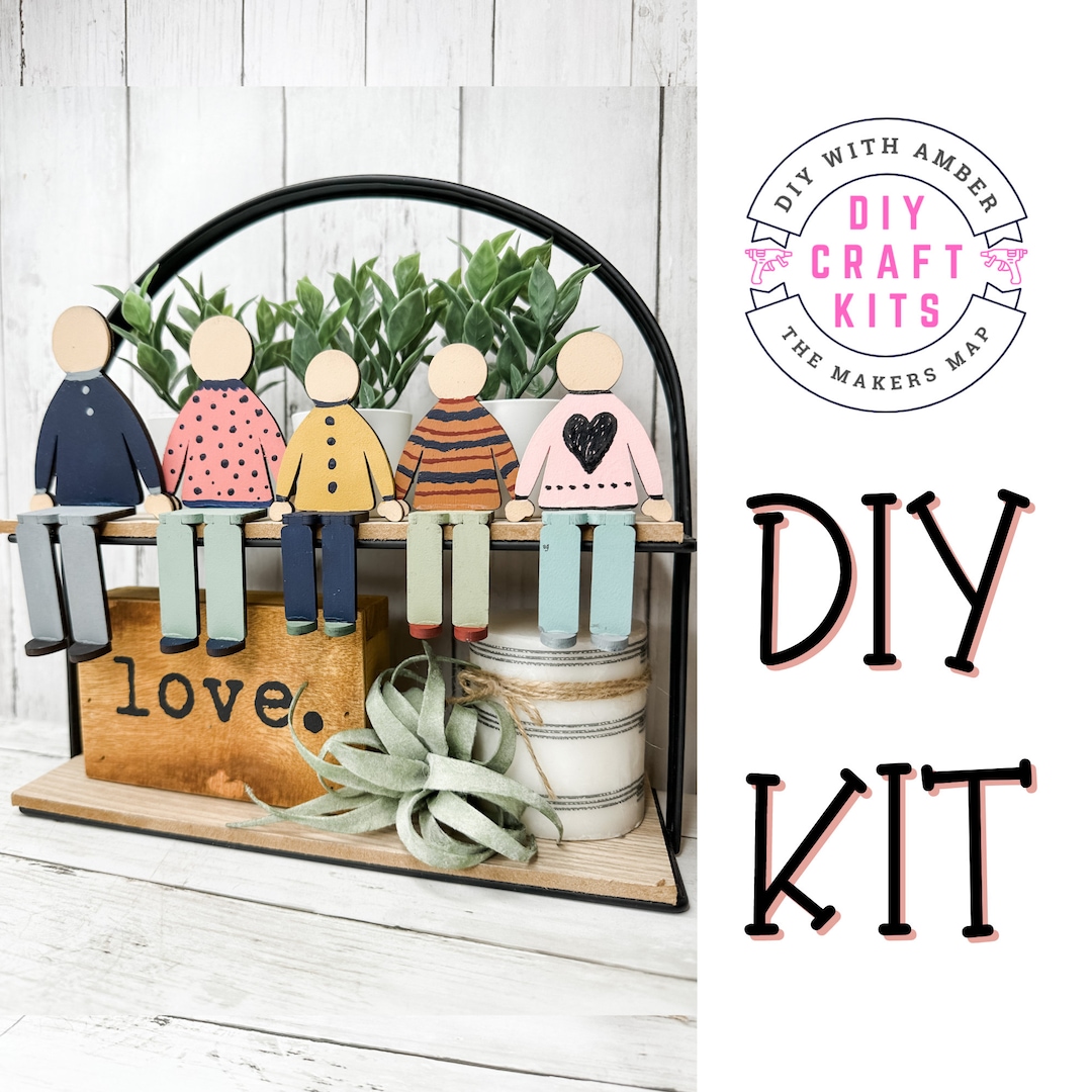 Family People Shelf Sitter DIY Kit Unfinished Wood Craft Blanks Mantle ...