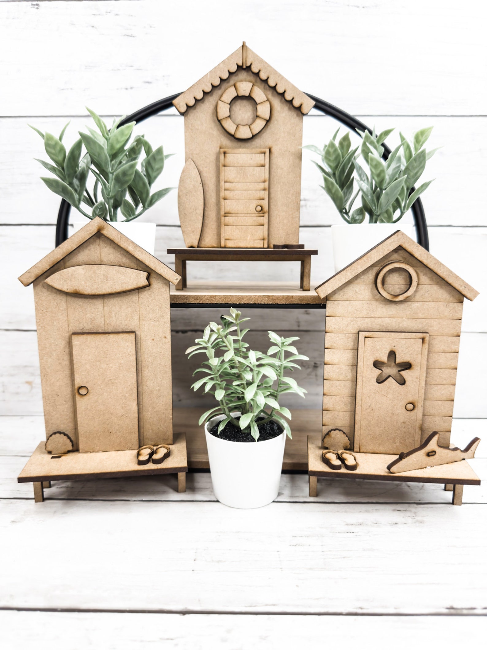 DIY Kit 3 Little Beach Huts Reversible | Beach House Decor | Coastal ...
